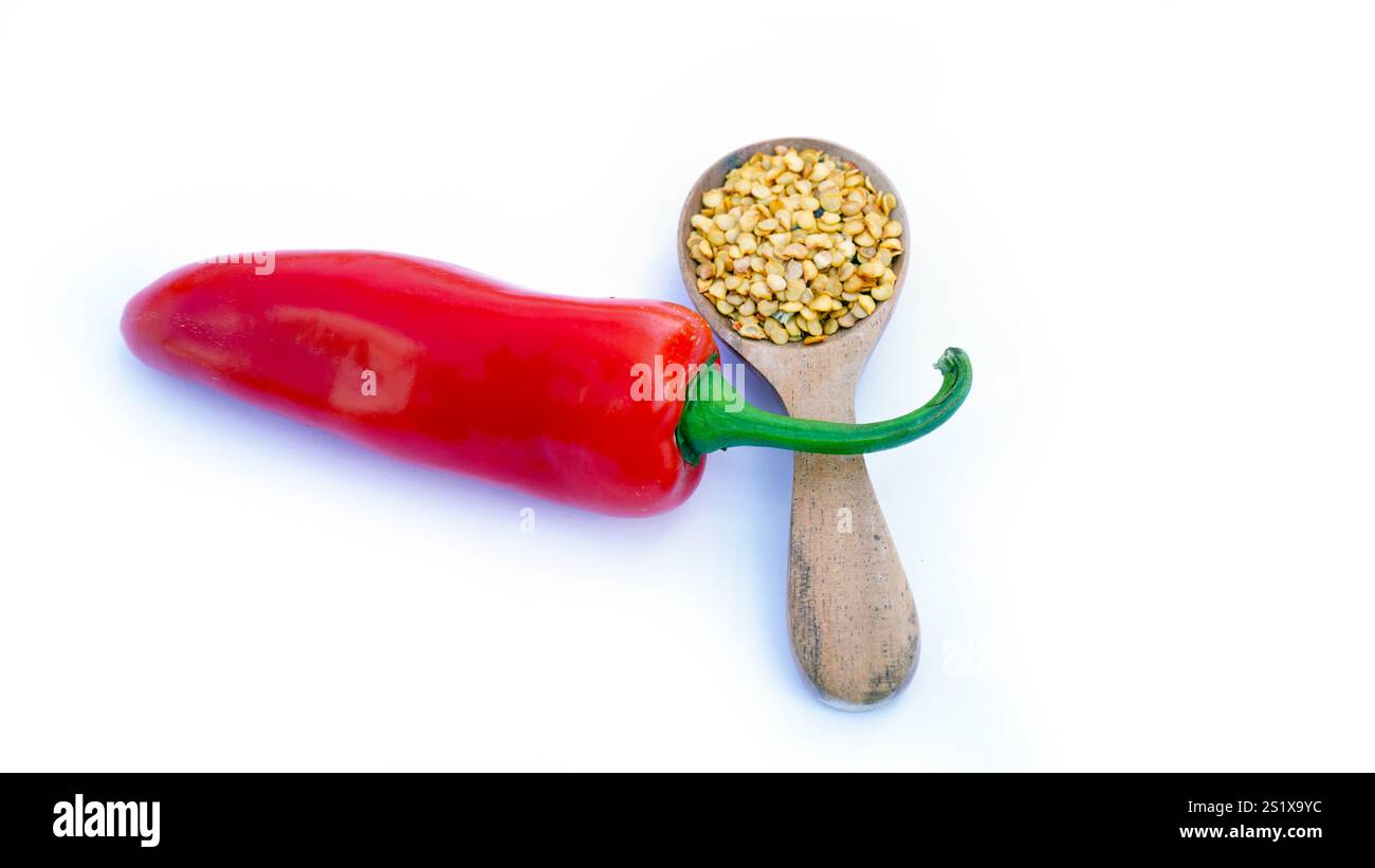 Chili pepper isolated. Chilli top view on white background. Whole and ...