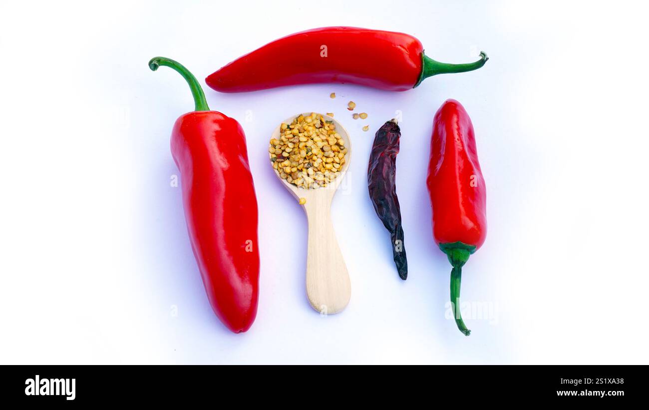 Chili pepper isolated. Chilli top view on white background. Whole and ...