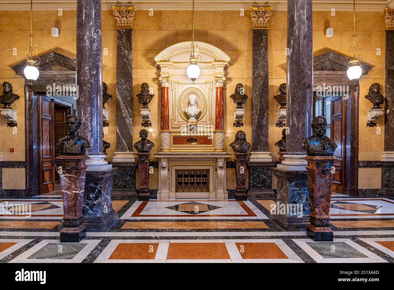 Pantheon hall with busts and statues of Czech notable people, inside ...