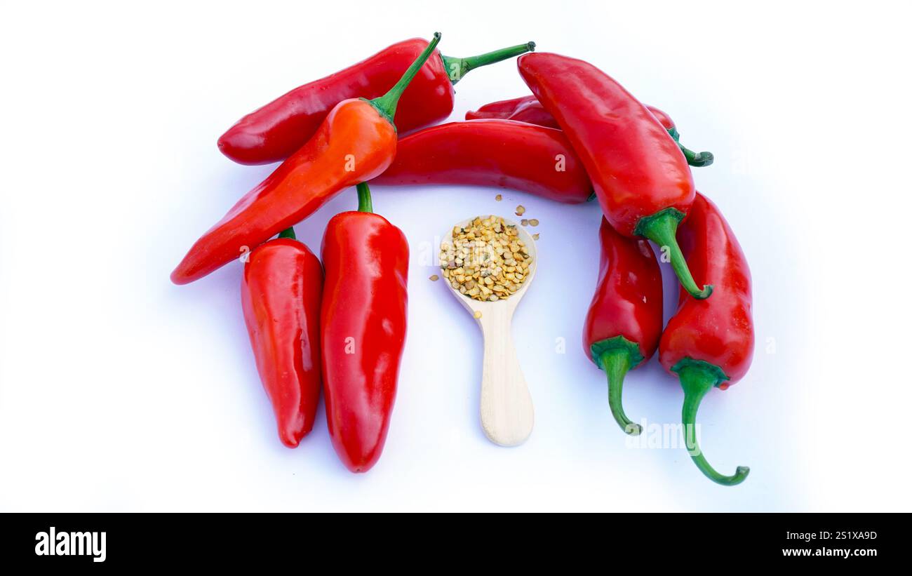Chili pepper isolated. Chilli top view on white background. Whole and ...