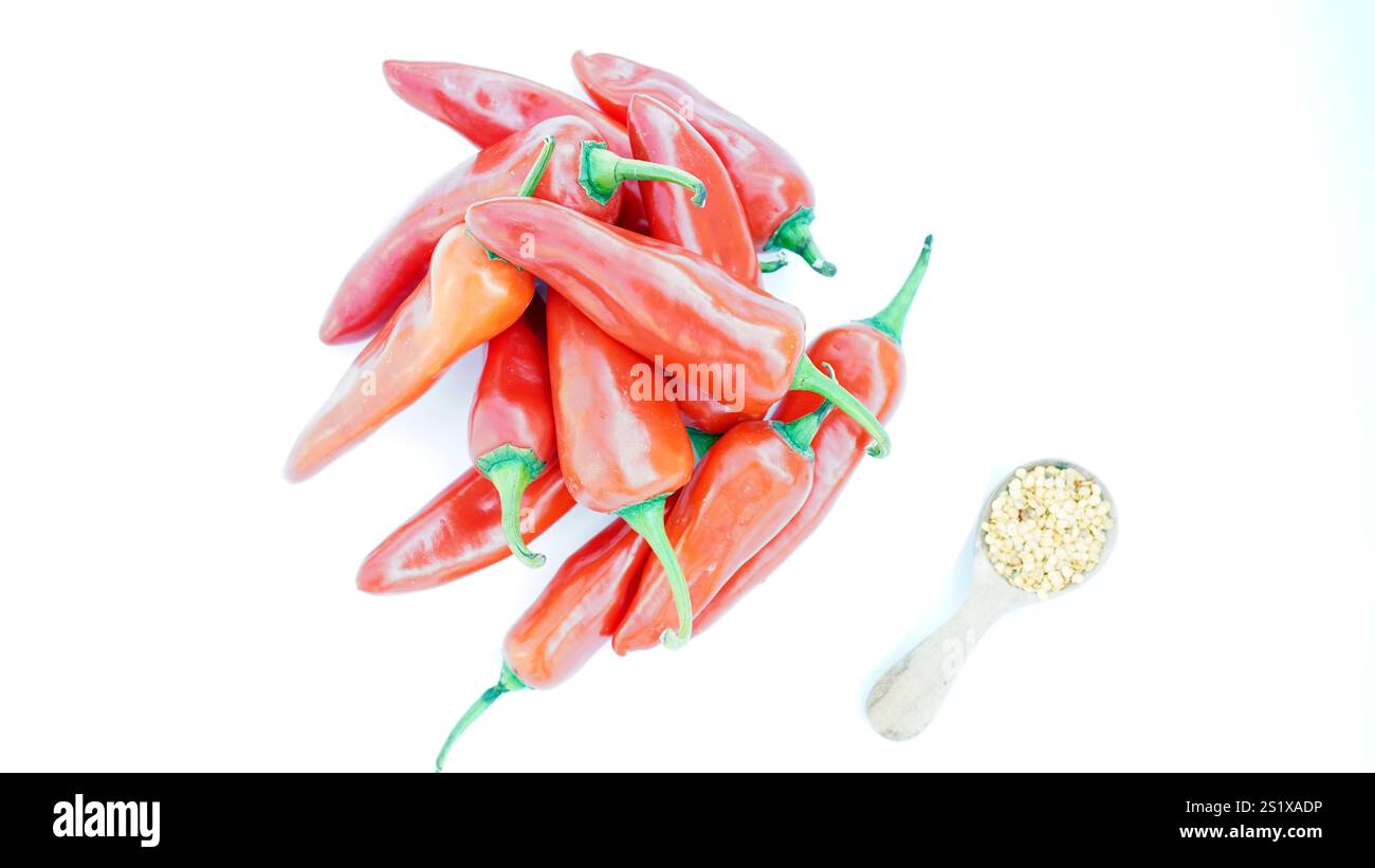 Chili pepper isolated. Chilli top view on white background. Whole and ...
