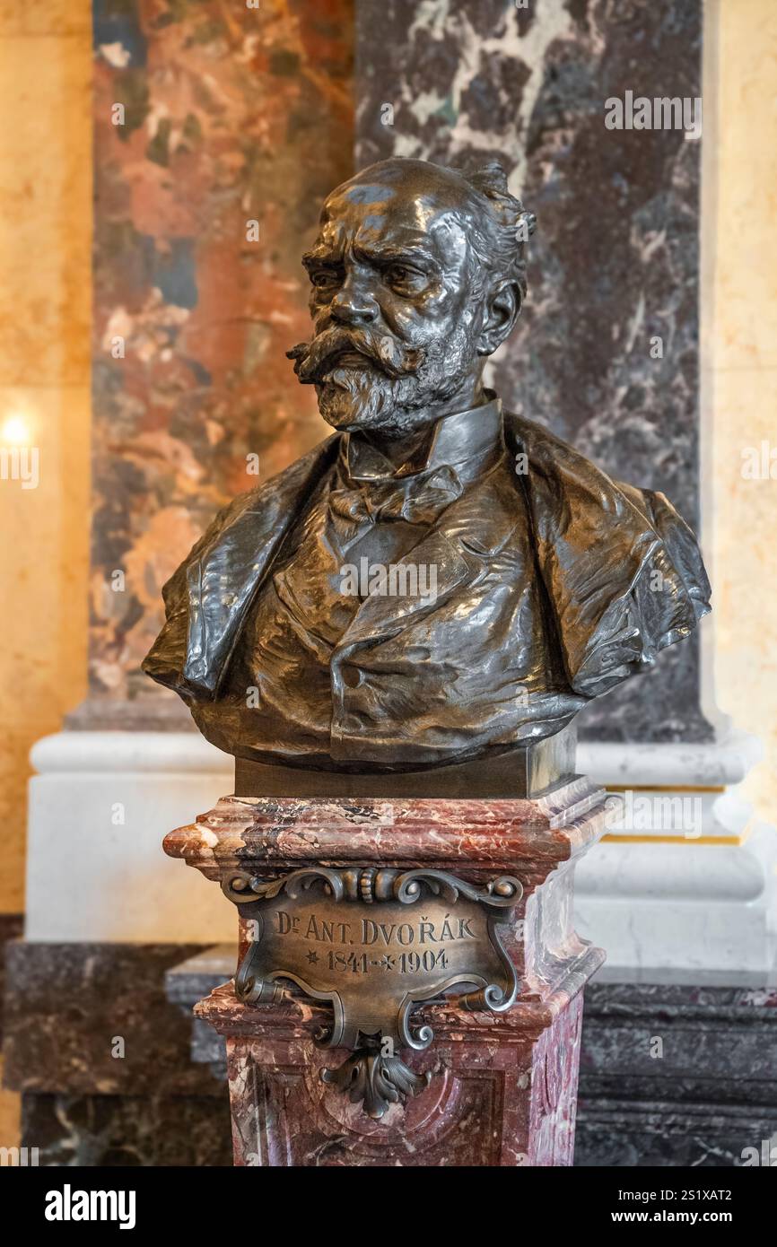 Bust of Czech composer Antonin Dvorak in the Pantheon hall, inside the ...