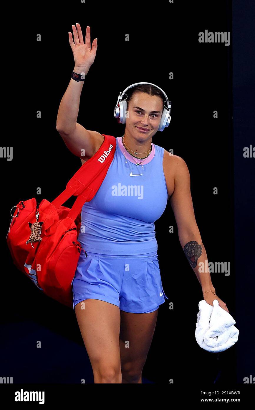 Belarus' Aryna Sabalenka smiles on during the final match against ...