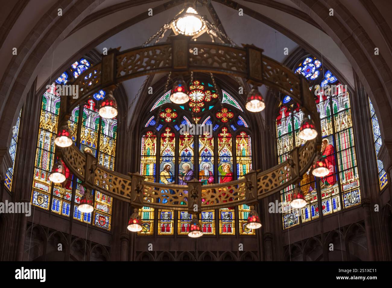 Stained glass windows in Basel Minster (Basler Munster) cathedral ...