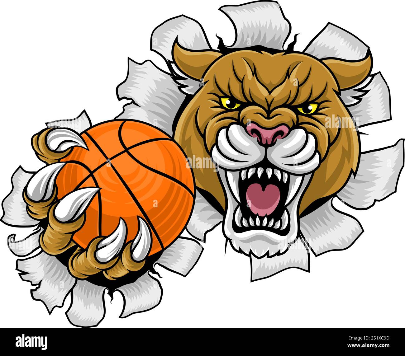 Cougar Panther Puma Cat Basketball Team Mascot Stock Vector Image & Art ...