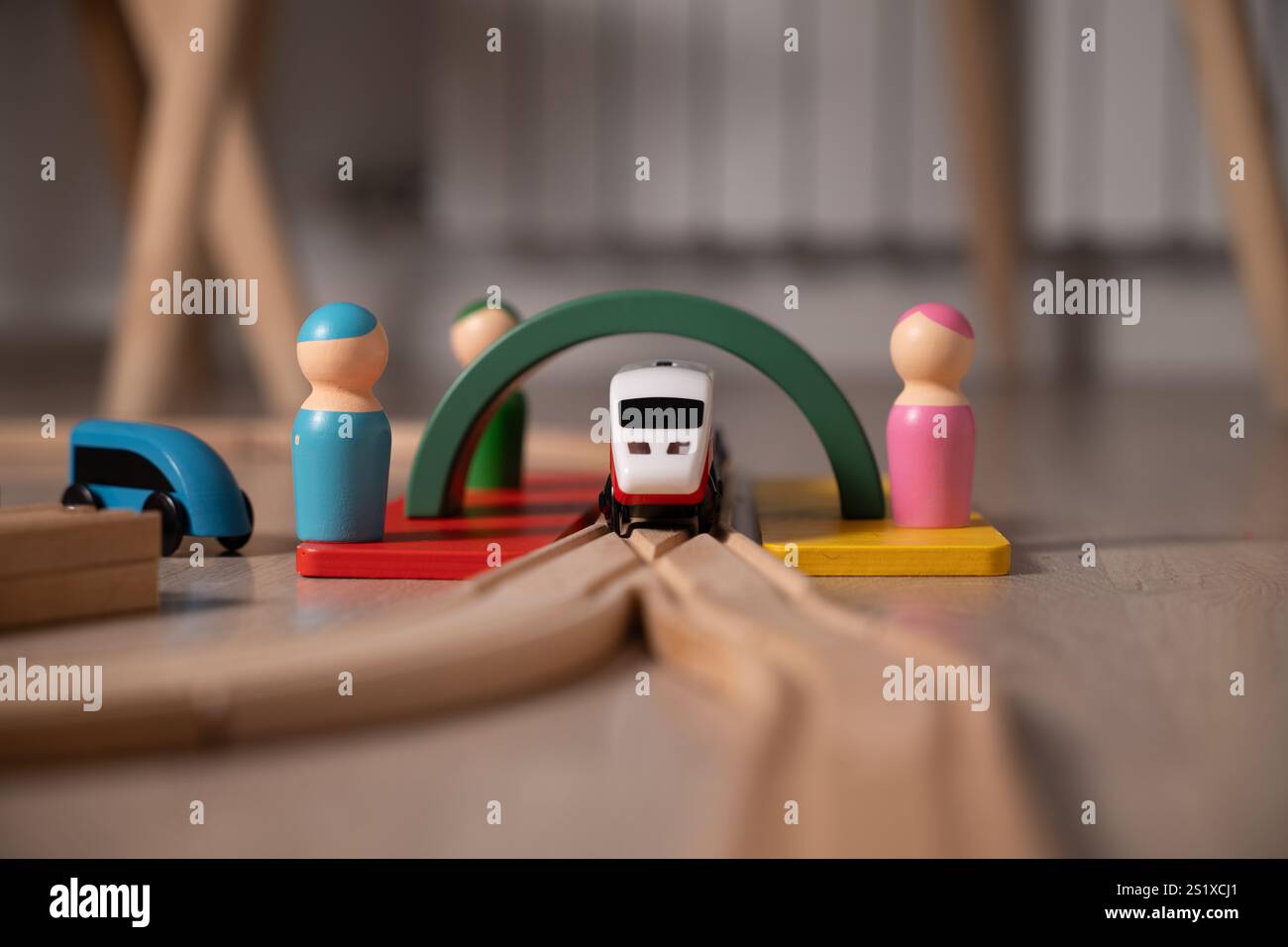 High-quality photos and videos of a wooden Montessori-style train and ...