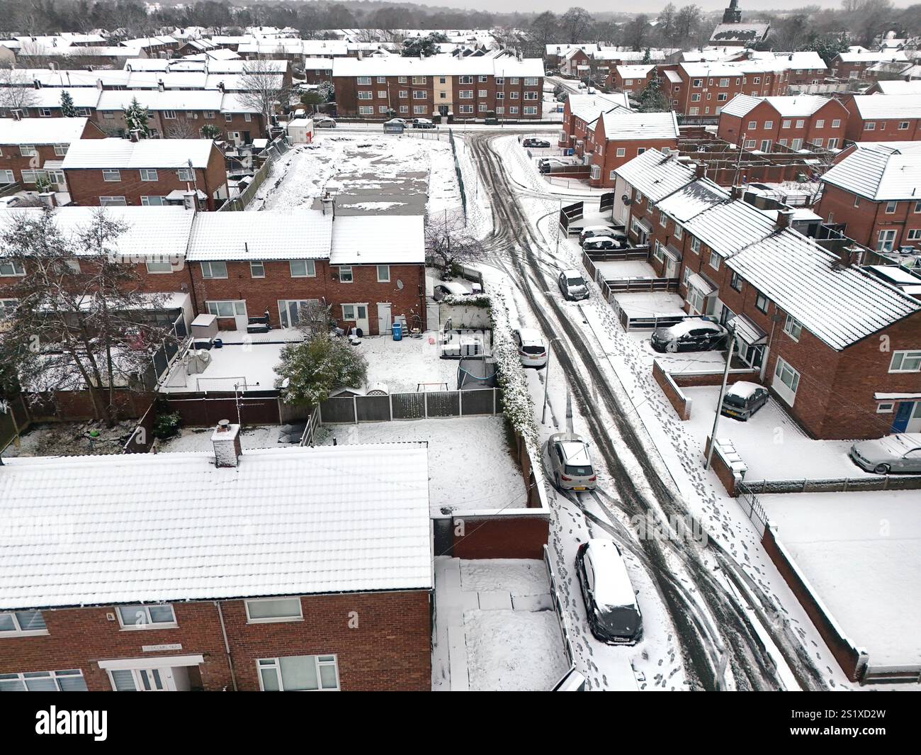 Snow blankets Lee Park in Liverpool. Heavy overnight snow is causing ...