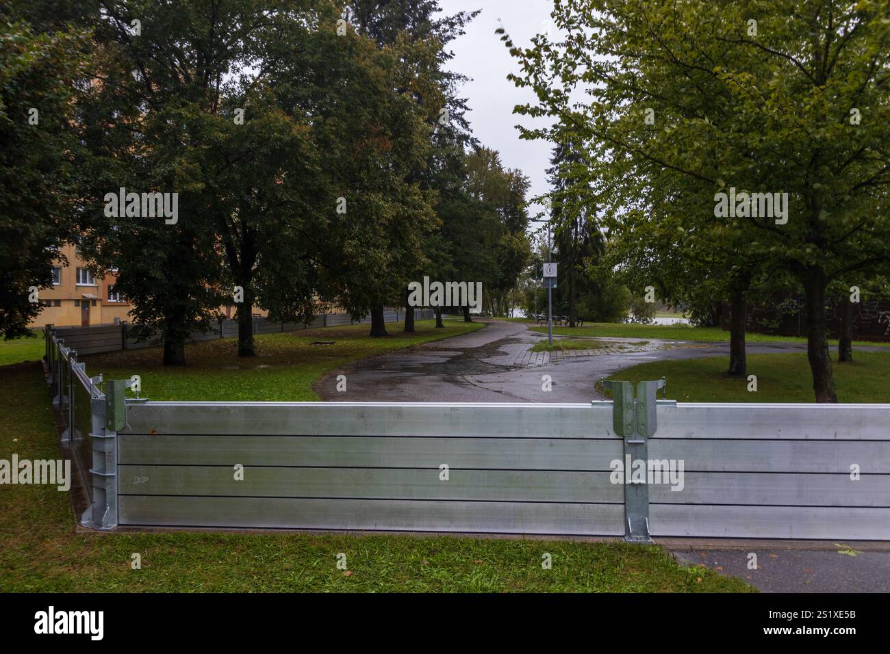 Ceske Budejovice, Czech republic – September 14, 2024: Metal flood ...