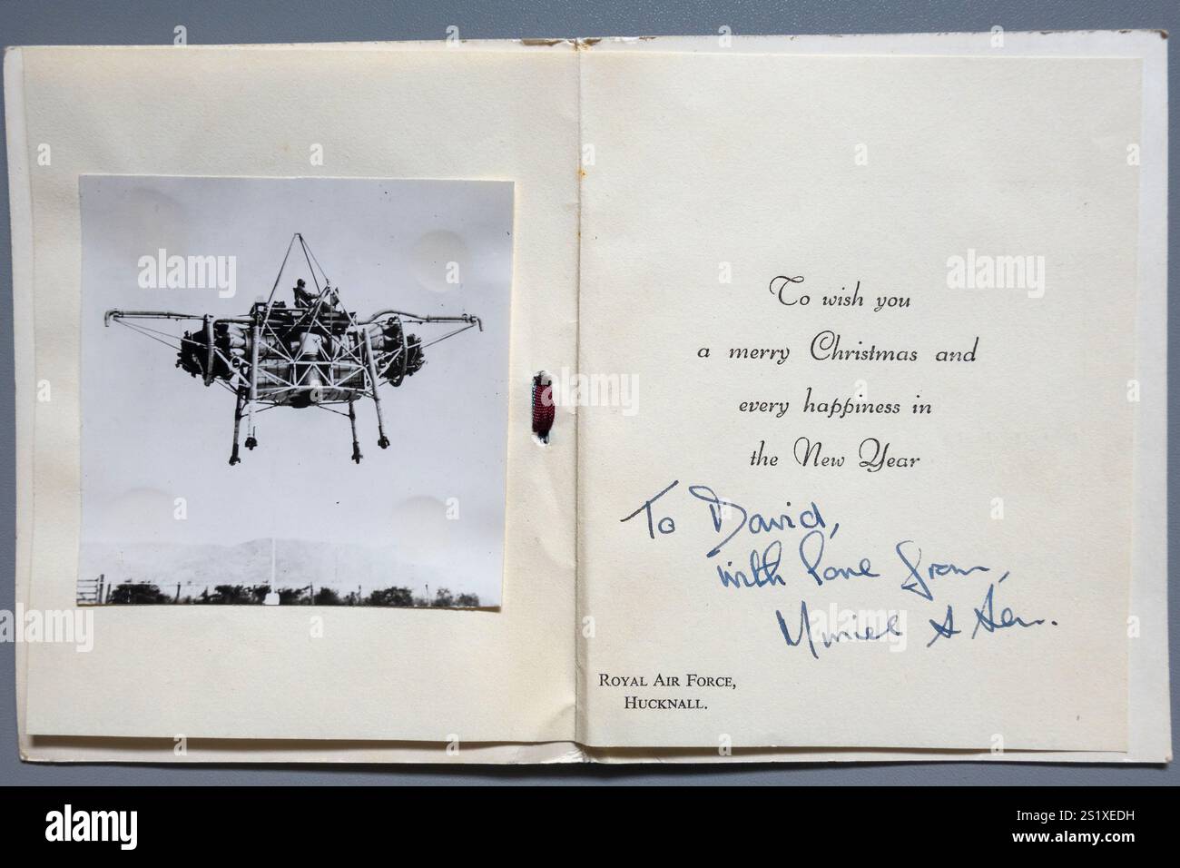 Souvenir RAF Hucknall Christmas card for 1953 with a photo of the first ...