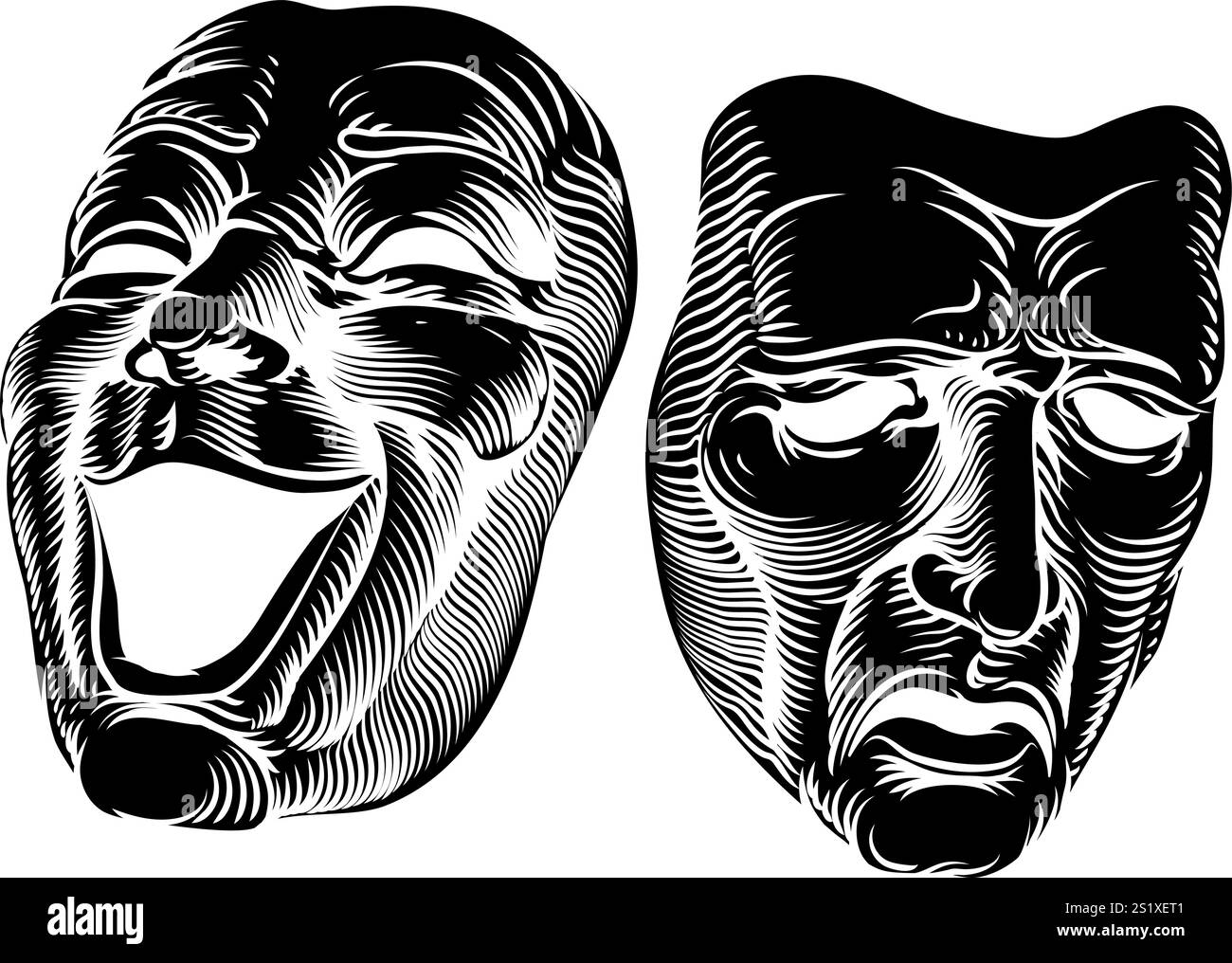 Theater Or Theatre Drama Comedy And Tragedy Masks Stock Vector Image ...