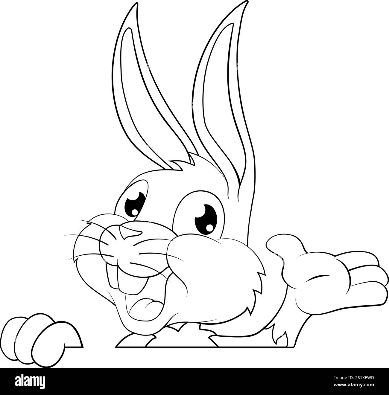 Easter Bunny Rabbit Cartoon Character Peeking Sign Stock Vector Image ...