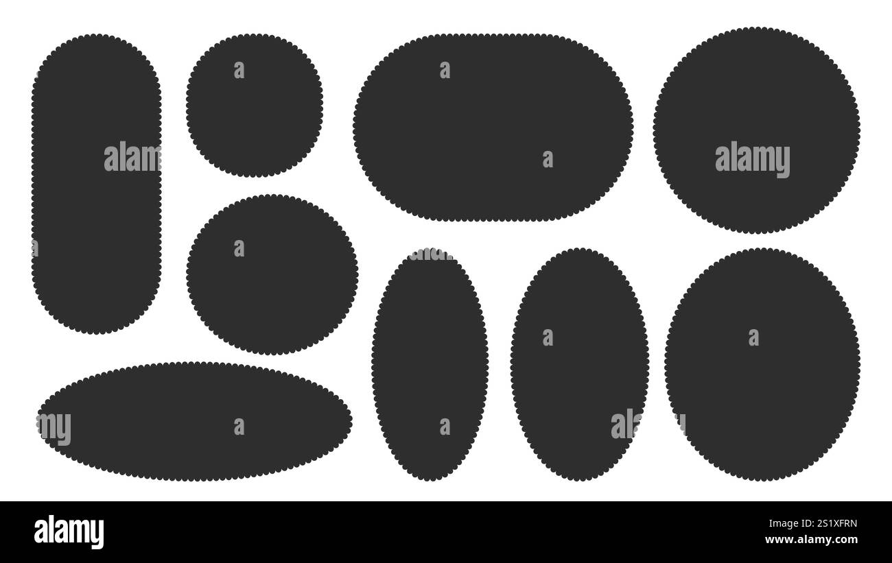 Scallop edged frame templates set. Oval and rectangle shapes. Geometry ...