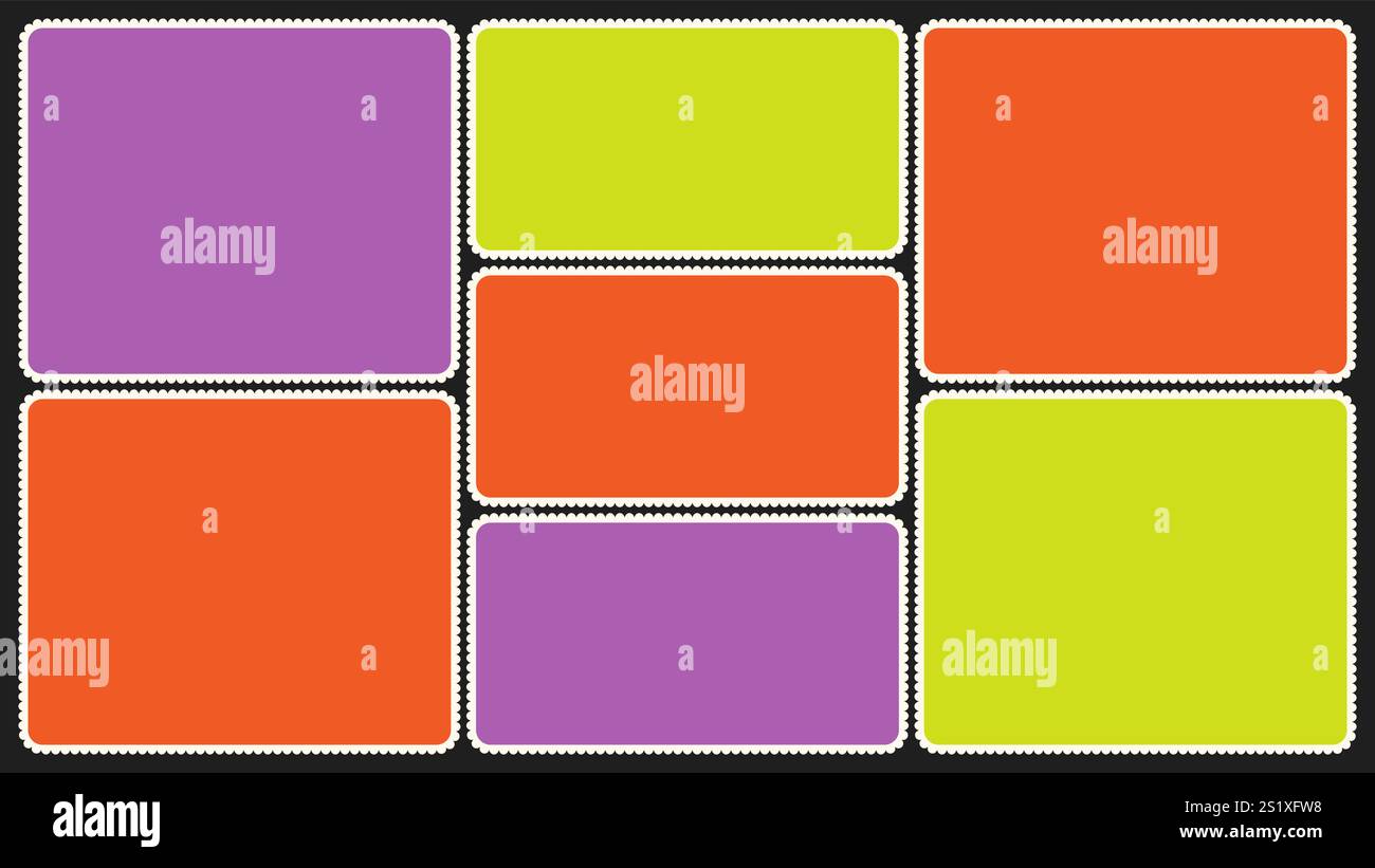 Scallop edged frame templates set. Bento collage grid shapes. Geometry ...