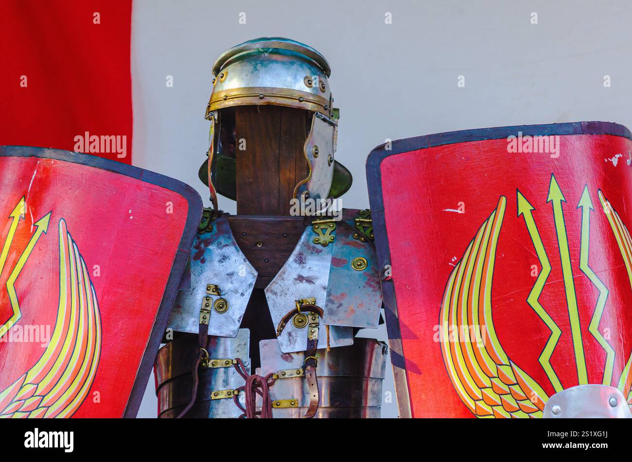 shields and metal plate armor called lorica segmentata of the roman ...