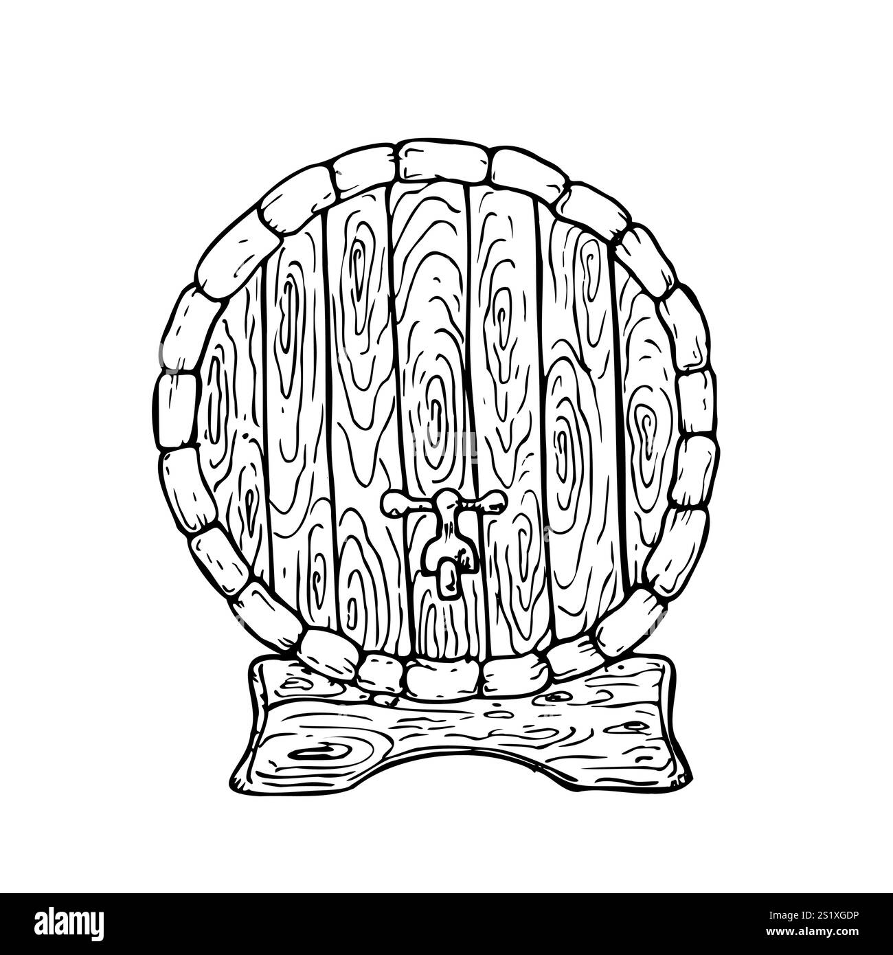 Vector wooden barrel for wine, beer, whiskey. Graphic vintage ...