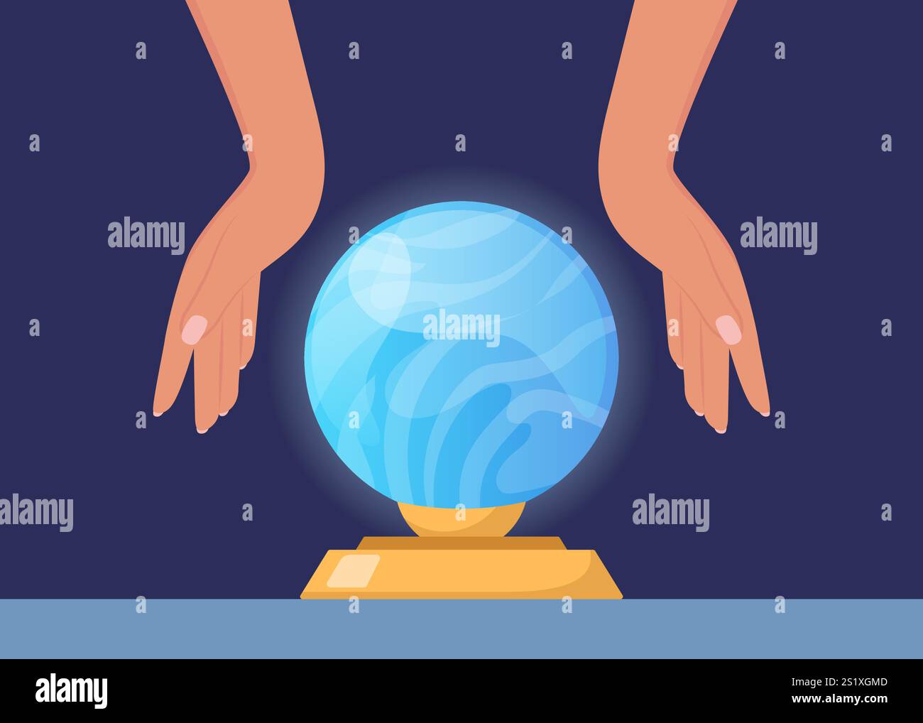Fortune teller's hands over a crystal ball. Predicting the future ...