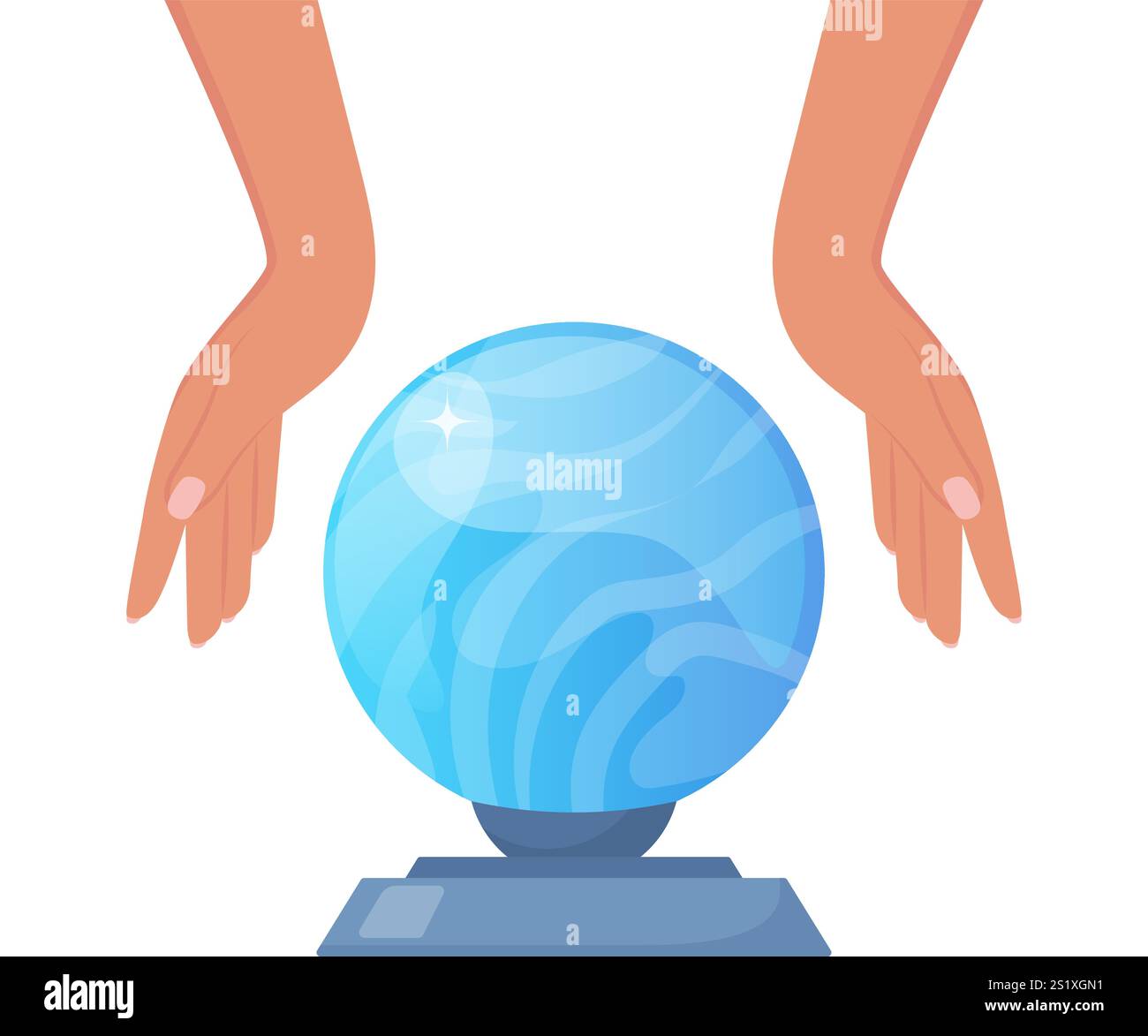 Fortune teller's hands over a crystal ball. Predicting the future ...