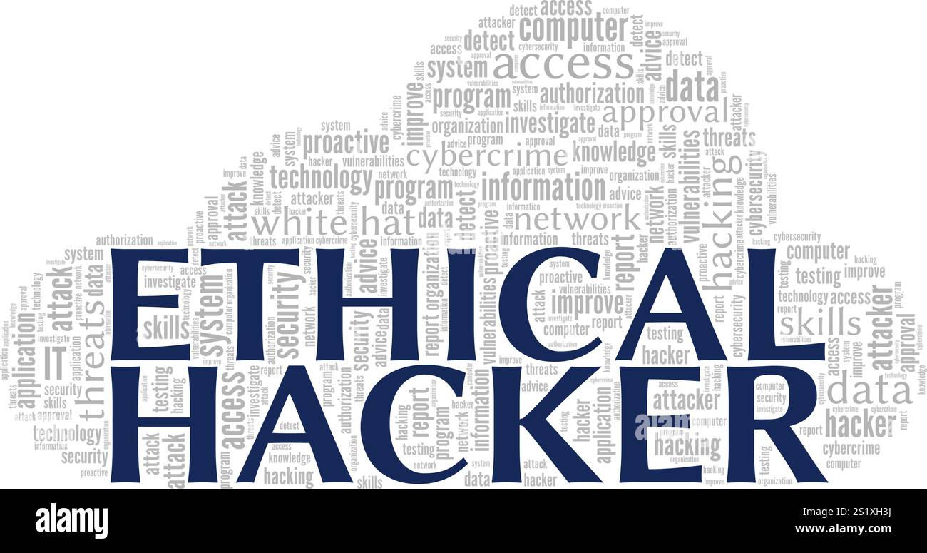 Ethical Hacker word cloud conceptual design isolated on white ...