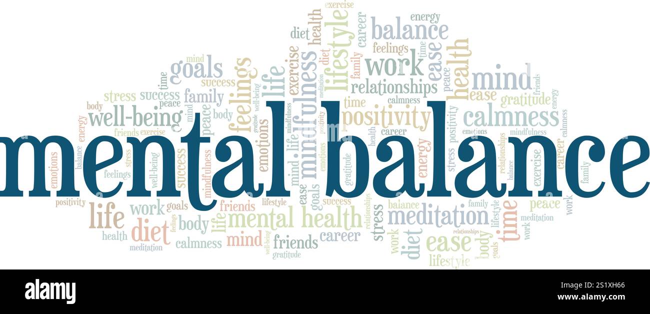 Mental Balance word cloud conceptual design isolated on white ...