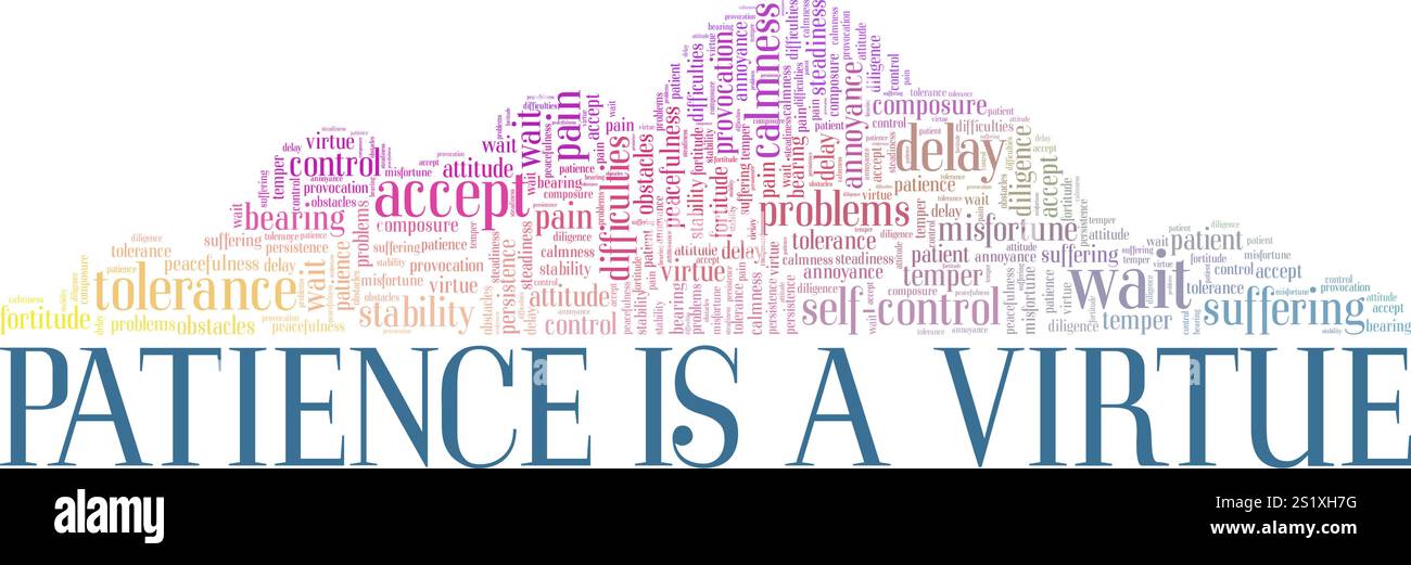 Patience is a Virtue word cloud conceptual design isolated on white ...