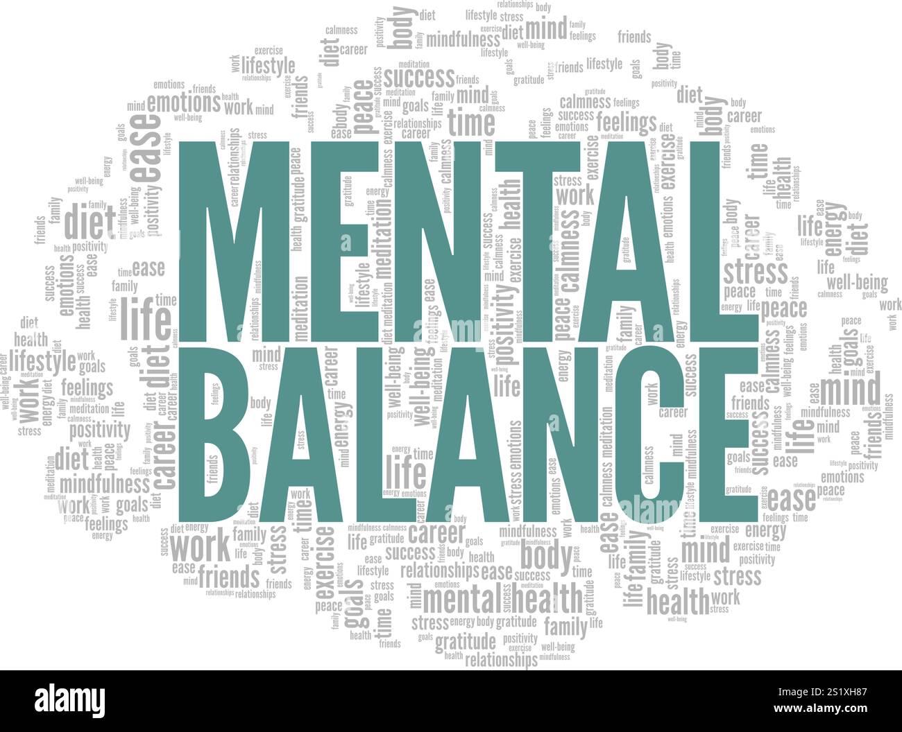 Mental Balance word cloud conceptual design isolated on white ...