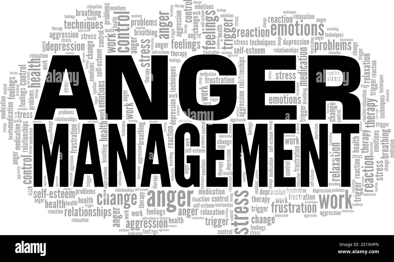 Anger Management word cloud conceptual design isolated on white ...