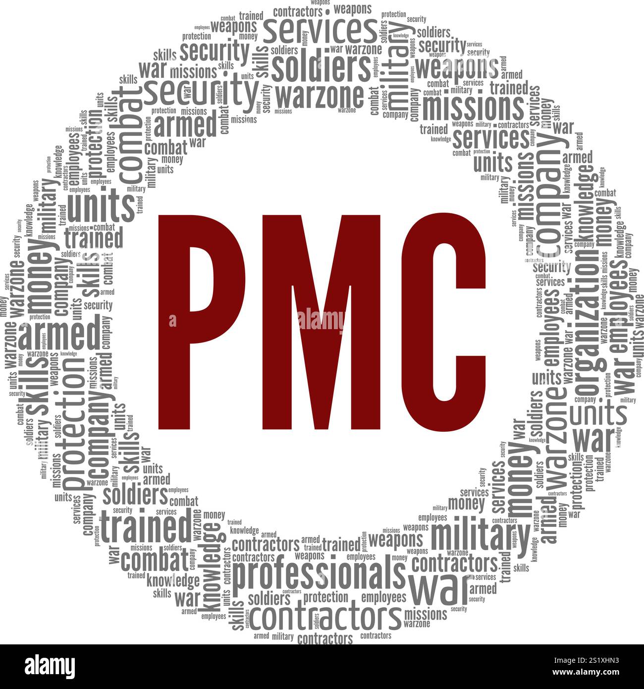 PMC - Private Military Company word cloud conceptual design isolated on ...