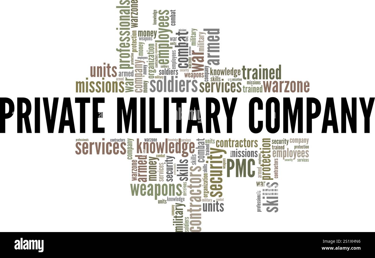 PMC - Private Military Company word cloud conceptual design isolated on ...