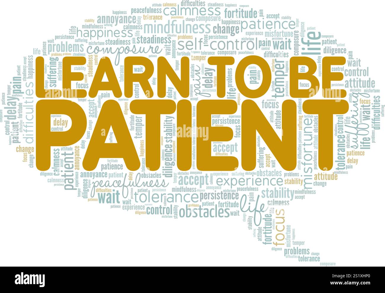 Learn To Be Patient word cloud conceptual design isolated on white ...