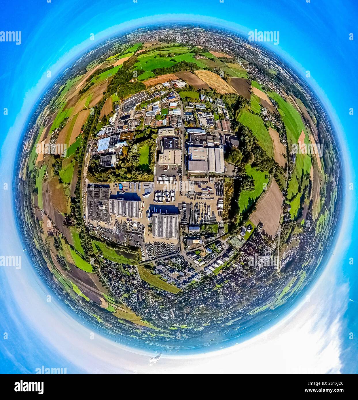 Aerial view, industrial area and commercial area Gutenbergstraße, earth ...