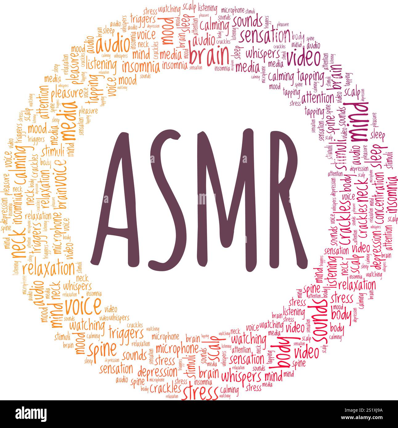 ASMR - Autonomous Sensory Meridian Response word cloud conceptual ...