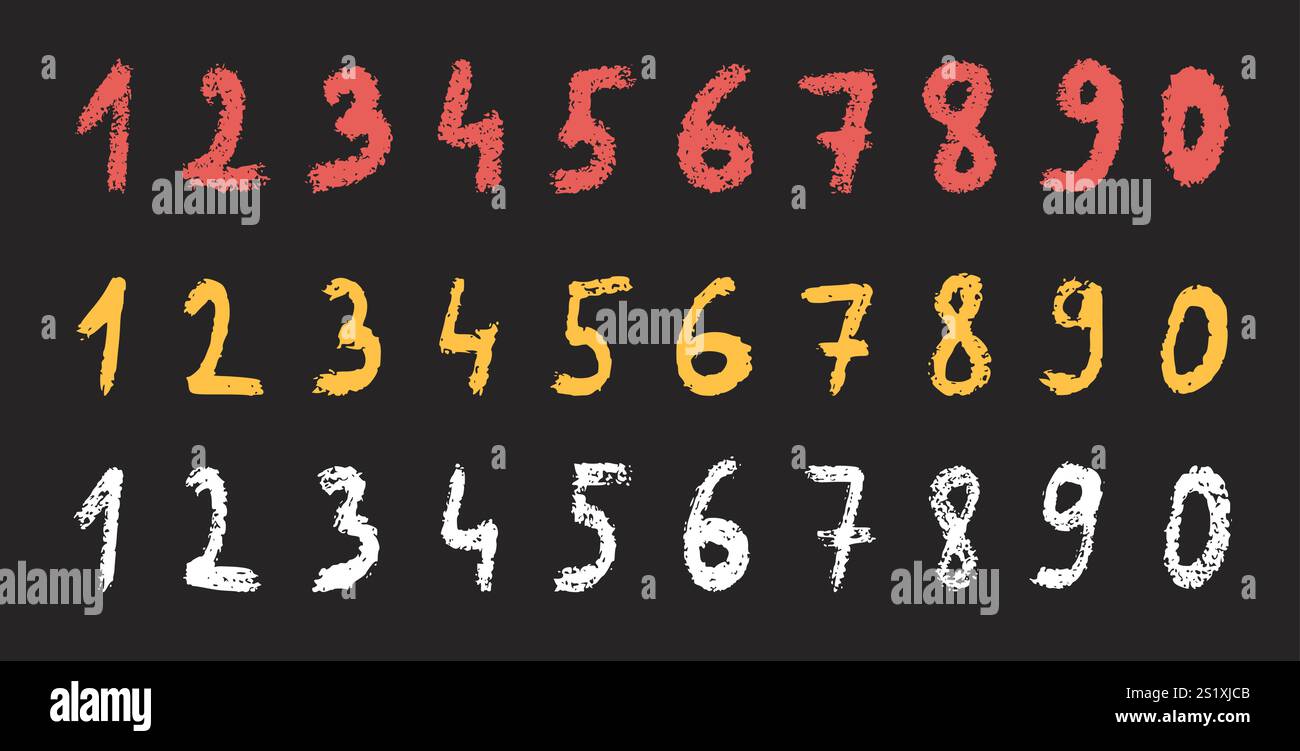 Numbers set isolated on dark background. Children vector colorful ...