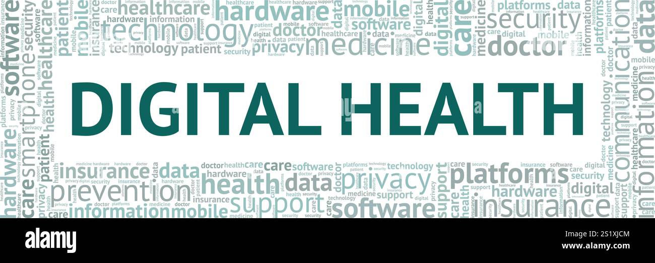 Digital Health word cloud conceptual design isolated on white ...
