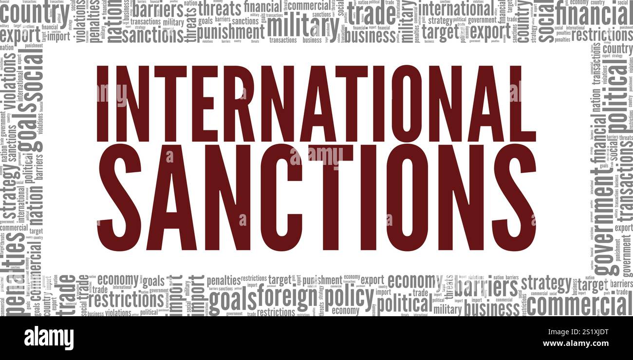 International Sanctions word cloud conceptual design isolated on white ...