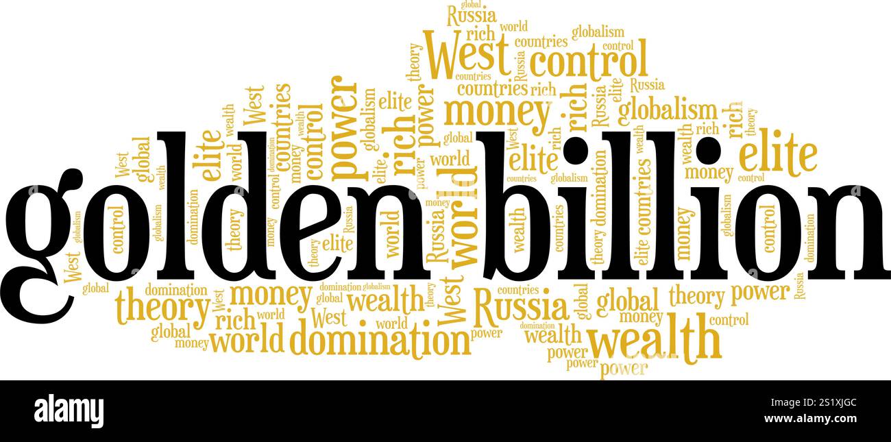Golden Billion word cloud conceptual design isolated on white ...