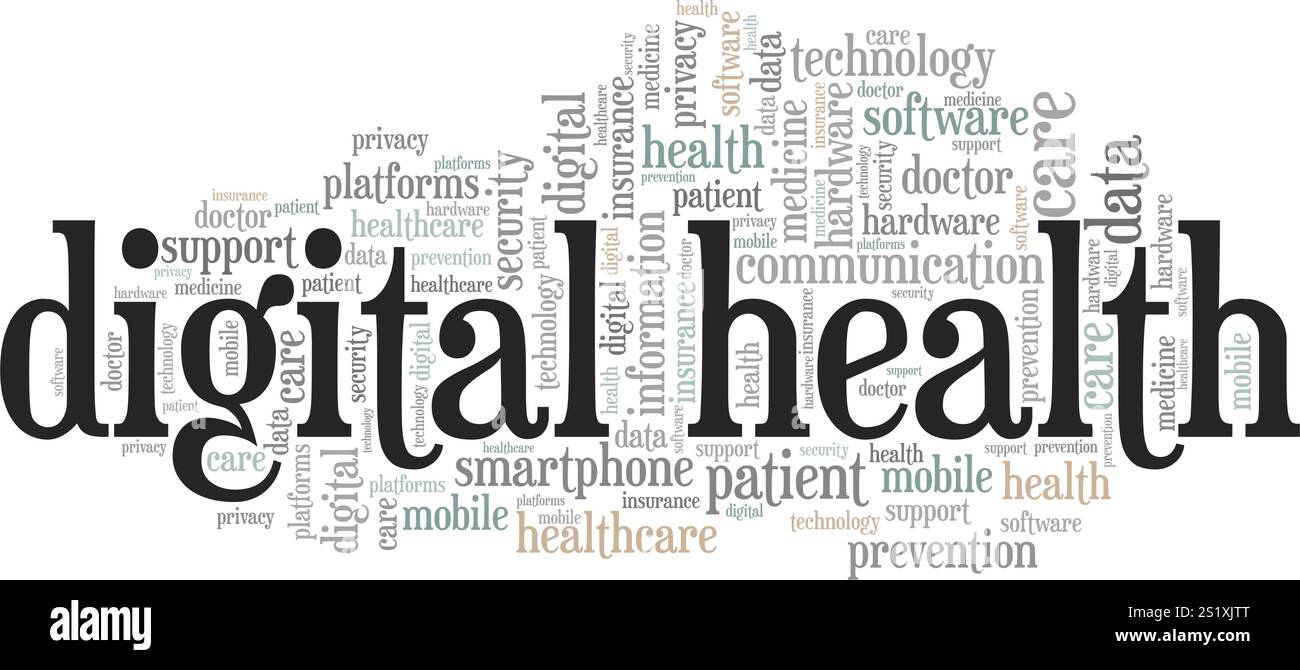Digital Health word cloud conceptual design isolated on white ...