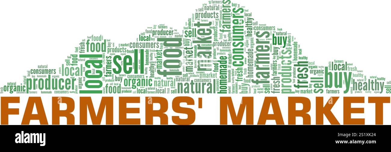 Farmers' Market word cloud conceptual design isolated on white ...