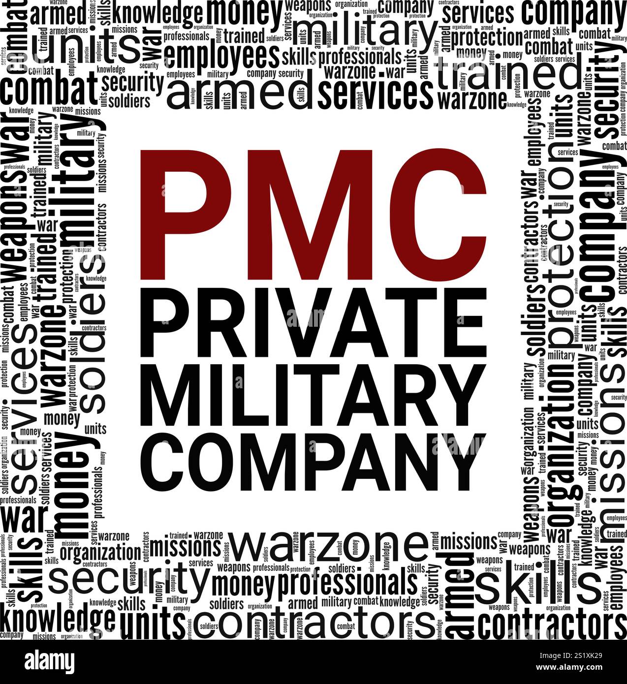 PMC - Private Military Company word cloud conceptual design isolated on white background Stock ...