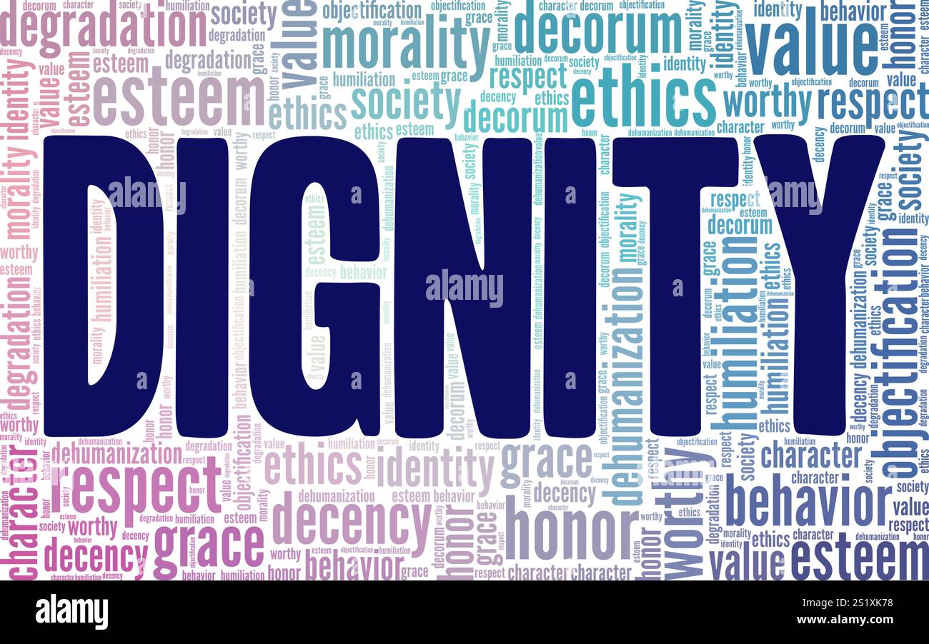 Dignity word cloud conceptual design isolated on white background Stock ...