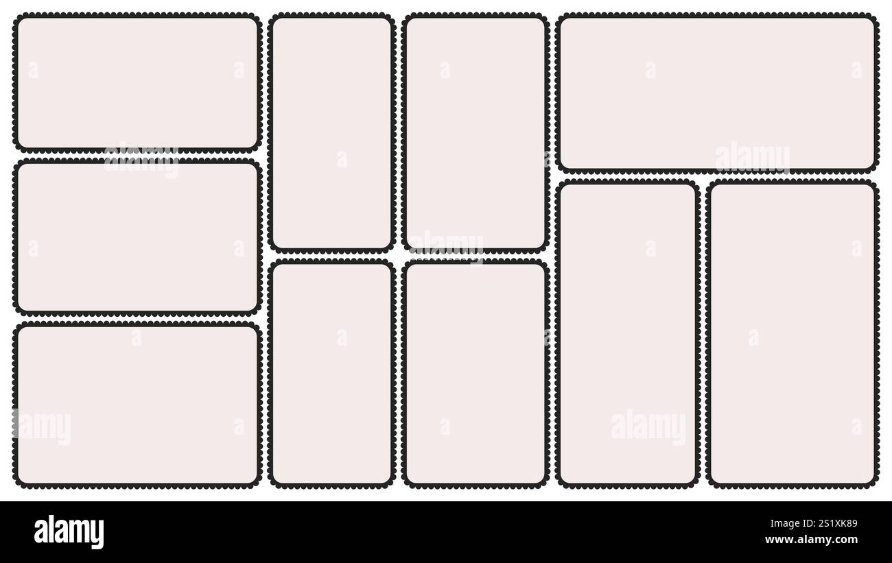 Scallop edged frame template. Bento collage grid shapes. Geometry ...