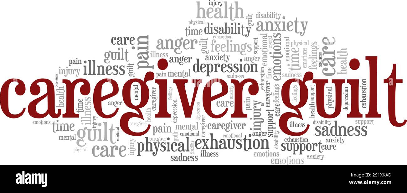 Caregiver Guilt word cloud conceptual design isolated on white ...