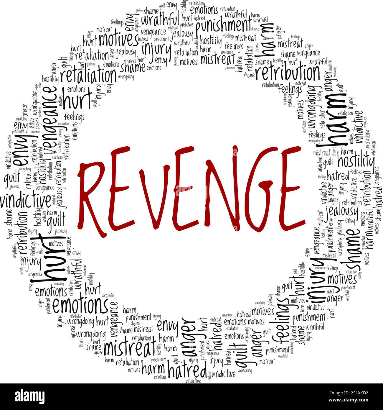 Revenge word cloud conceptual design isolated on white background Stock ...