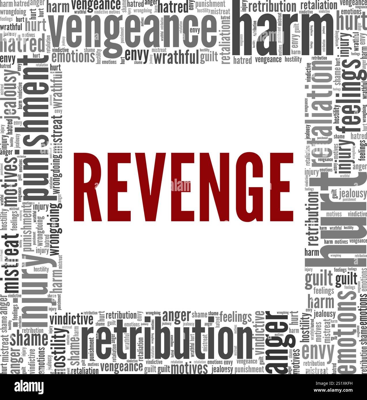 Revenge word cloud conceptual design isolated on white background Stock ...