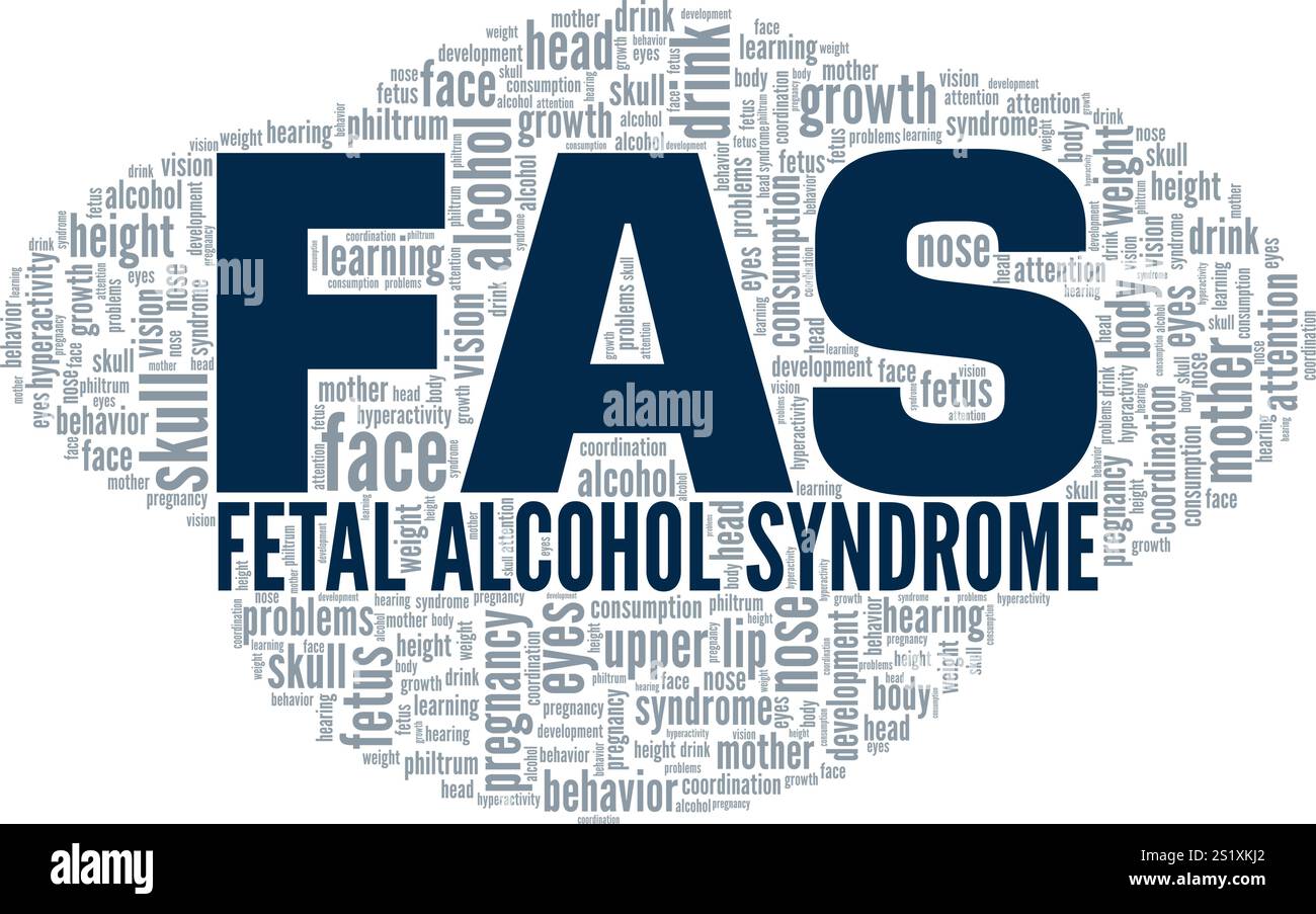 FAS - Fetal Alcohol Syndrome word cloud conceptual design isolated on ...