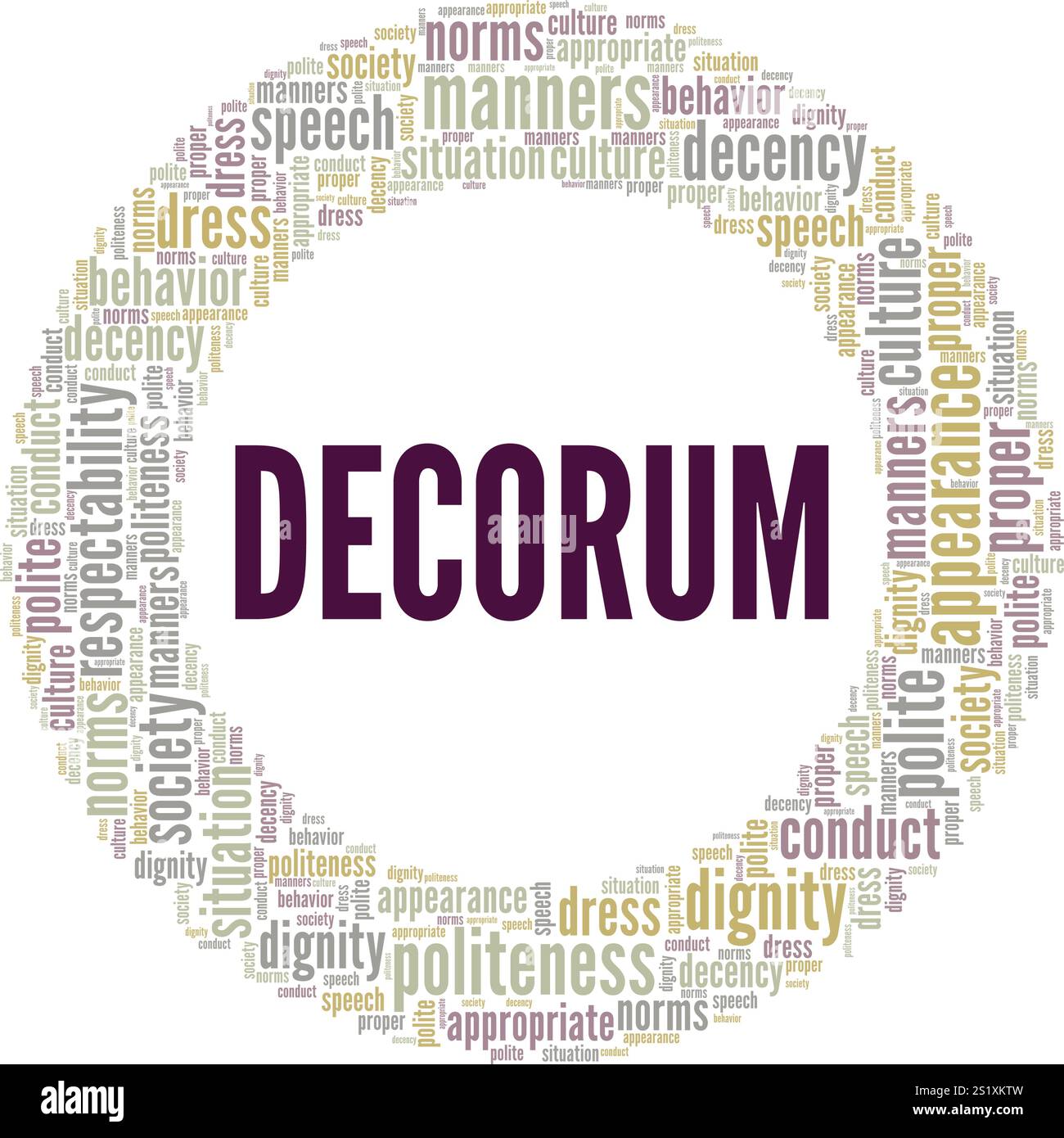 Decorum word cloud conceptual design isolated on white background Stock ...