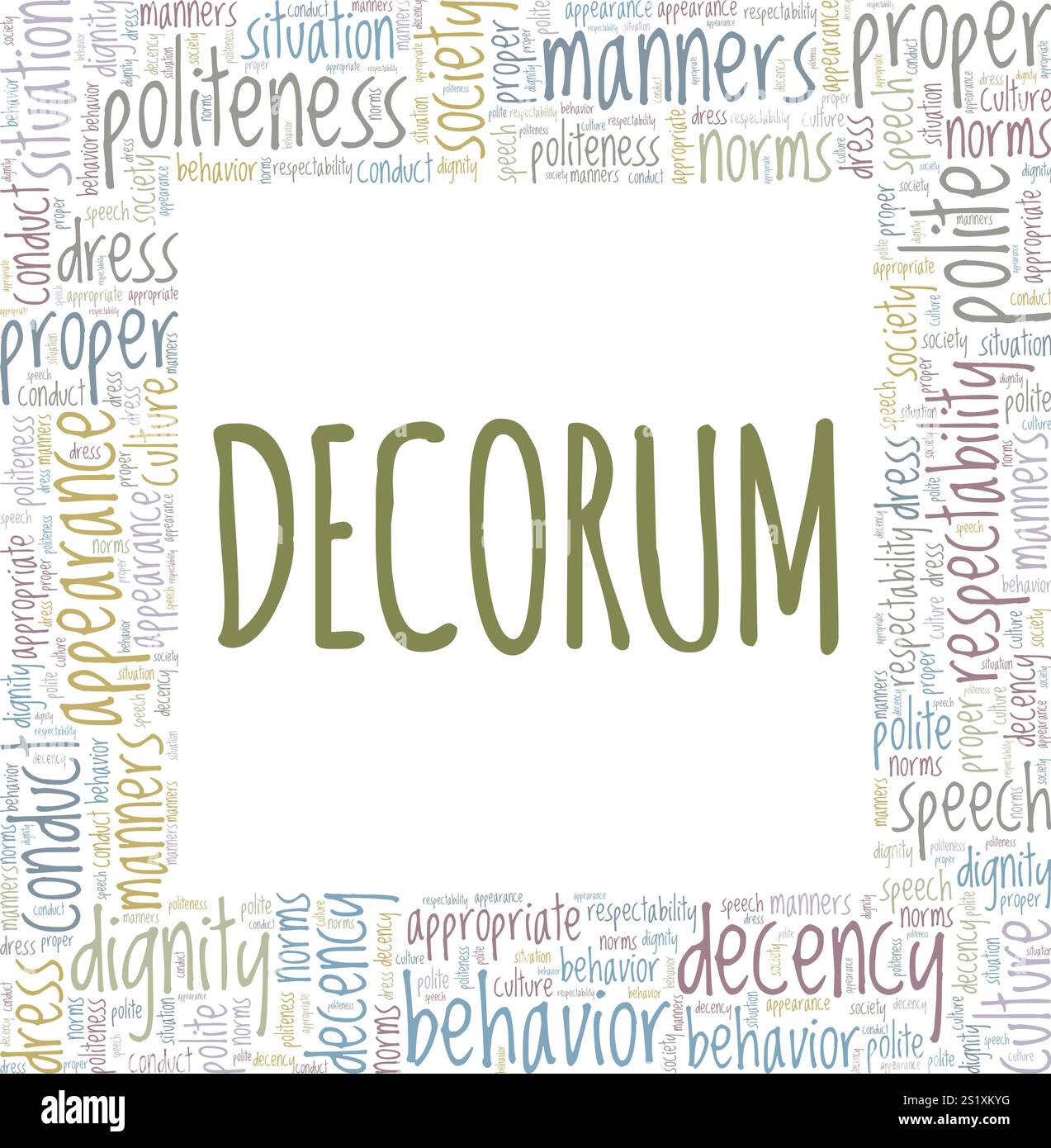 Decorum word cloud conceptual design isolated on white background Stock ...