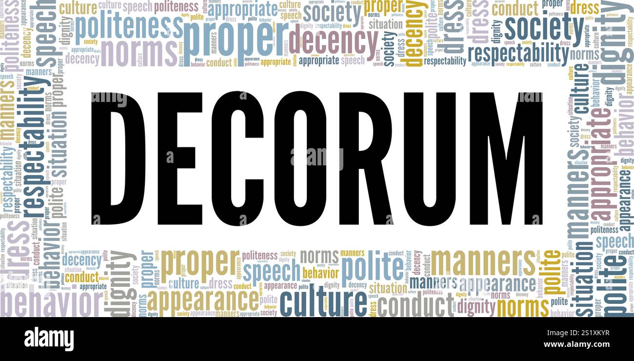 Decorum word cloud conceptual design isolated on white background Stock ...