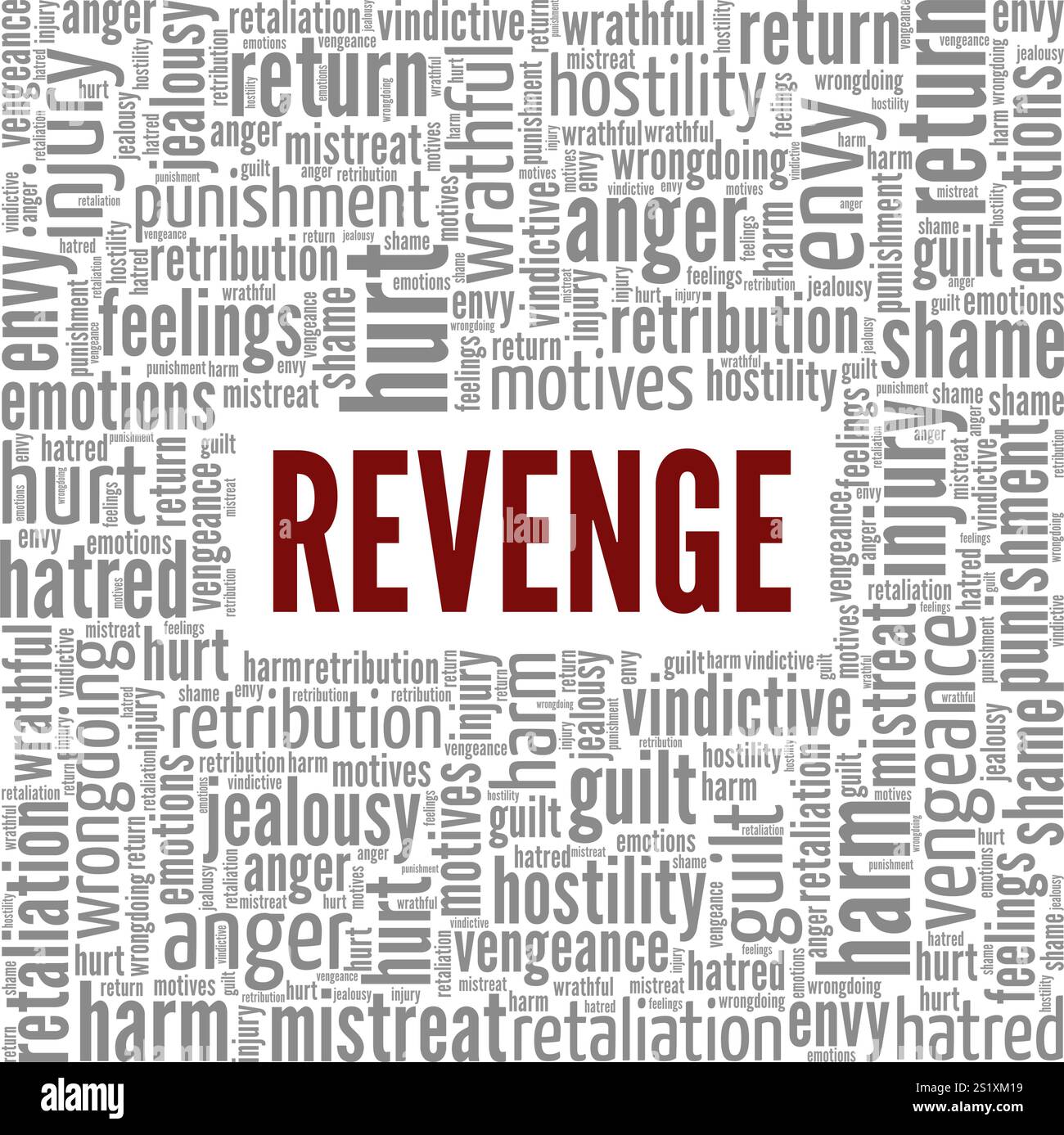 Revenge word cloud conceptual design isolated on white background Stock ...