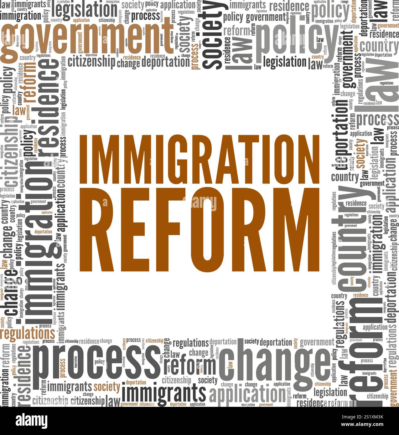 Immigration Reform word cloud conceptual design isolated on white ...
