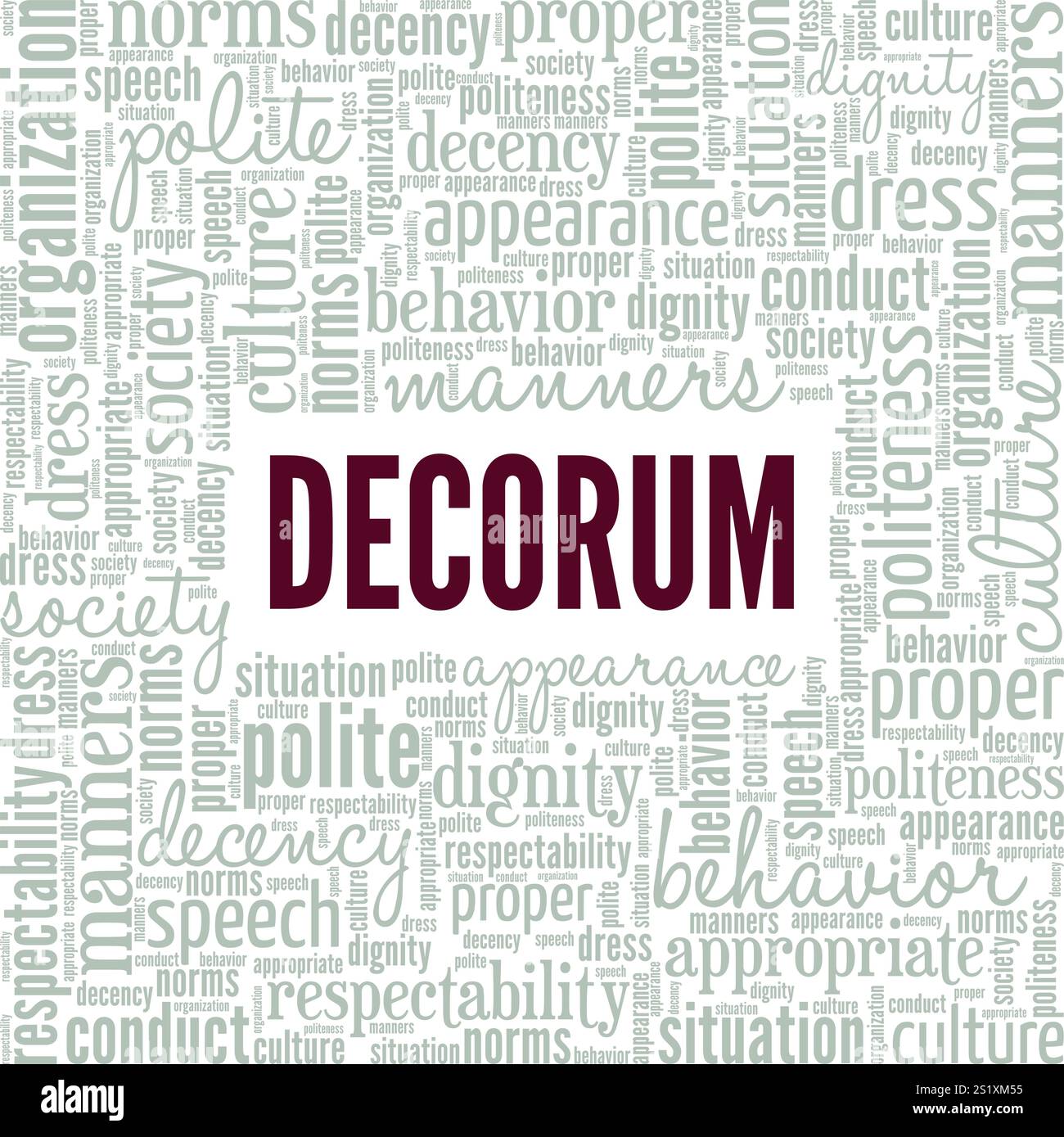 Decorum word cloud conceptual design isolated on white background Stock ...